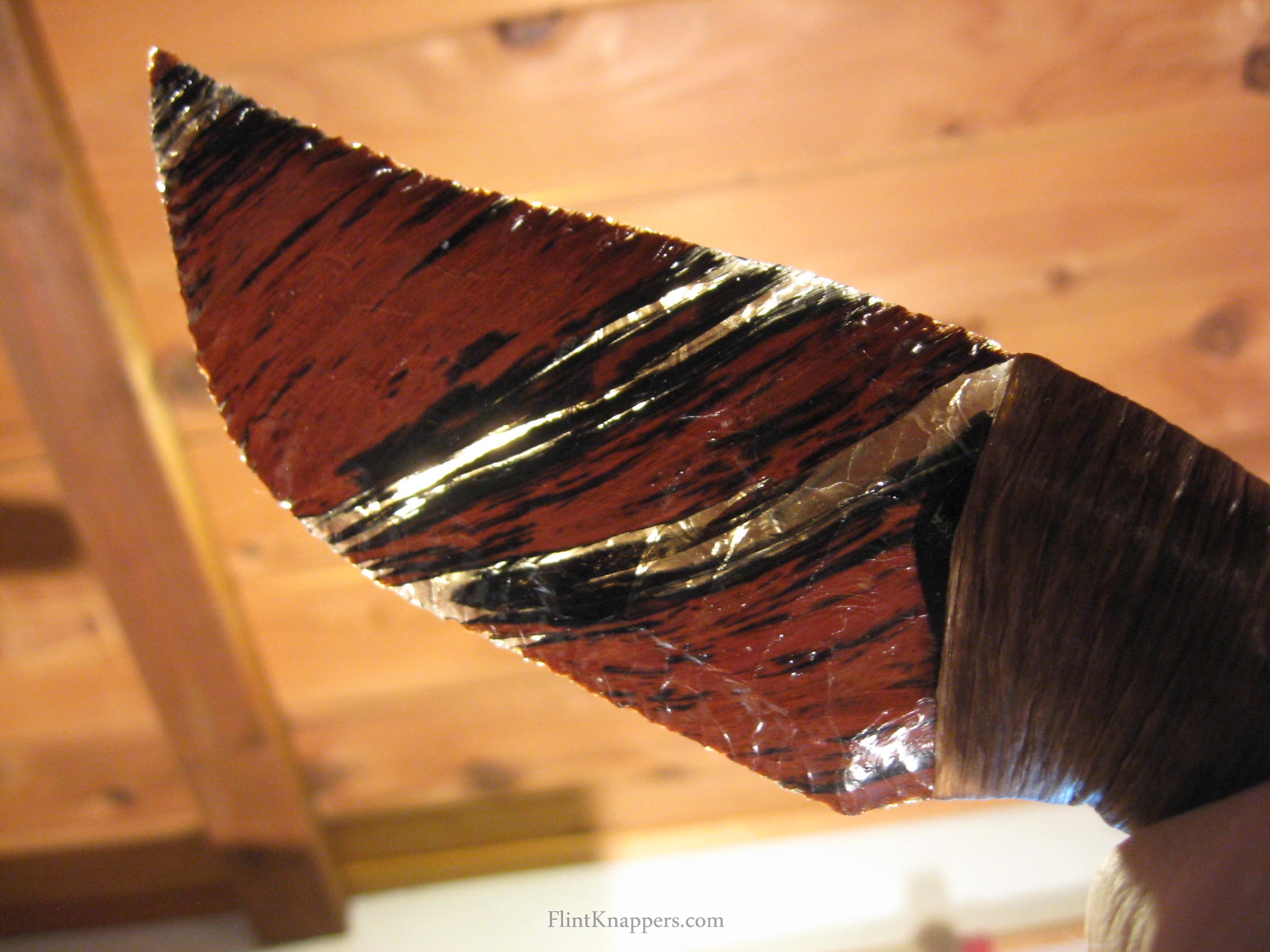 Triple Flow Obsidian Fantasy Knife with Walnut End Cap & Deer Antler Handle