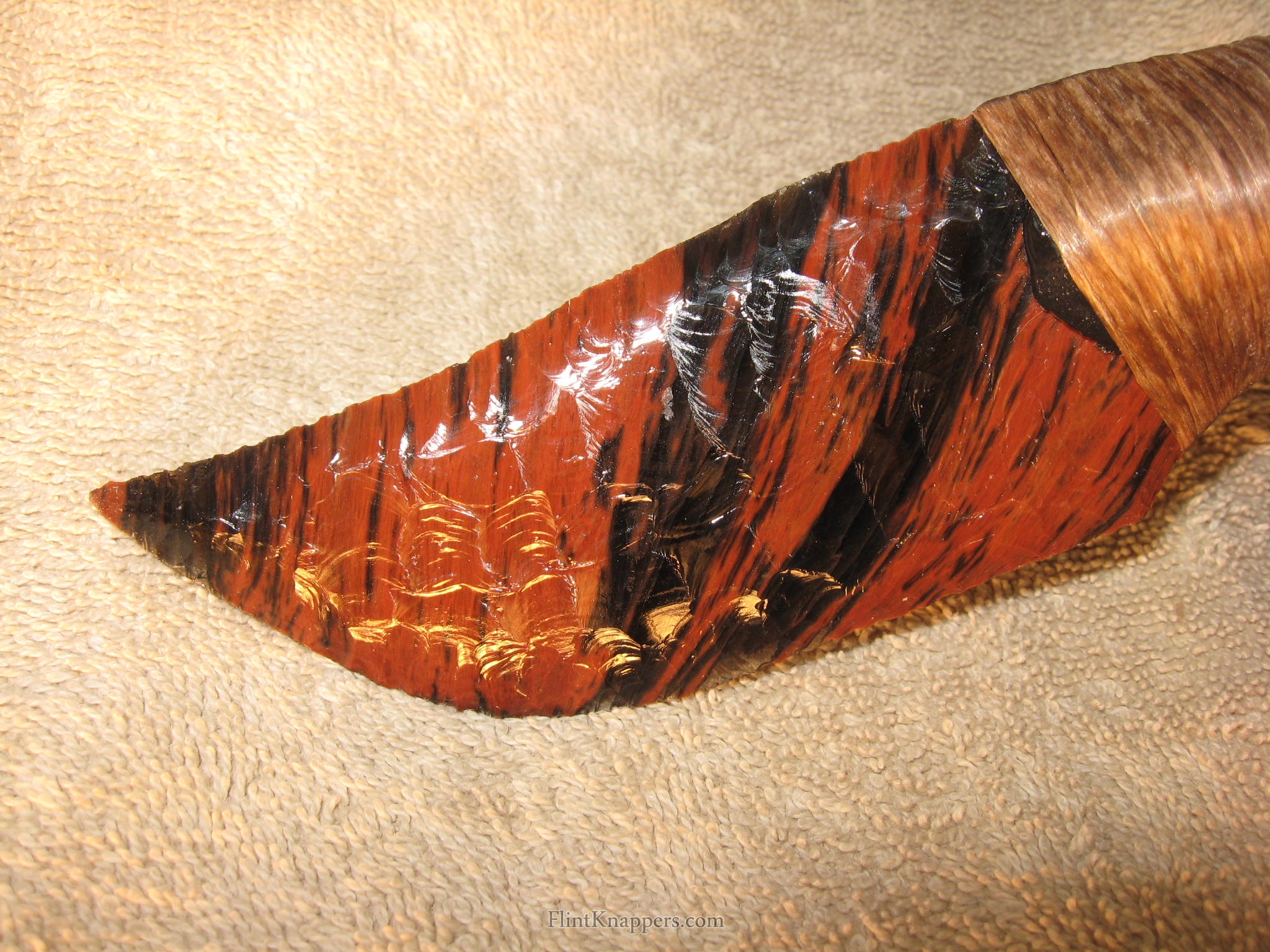 Triple Flow Obsidian Fantasy Knife with Walnut End Cap & Deer Antler Handle