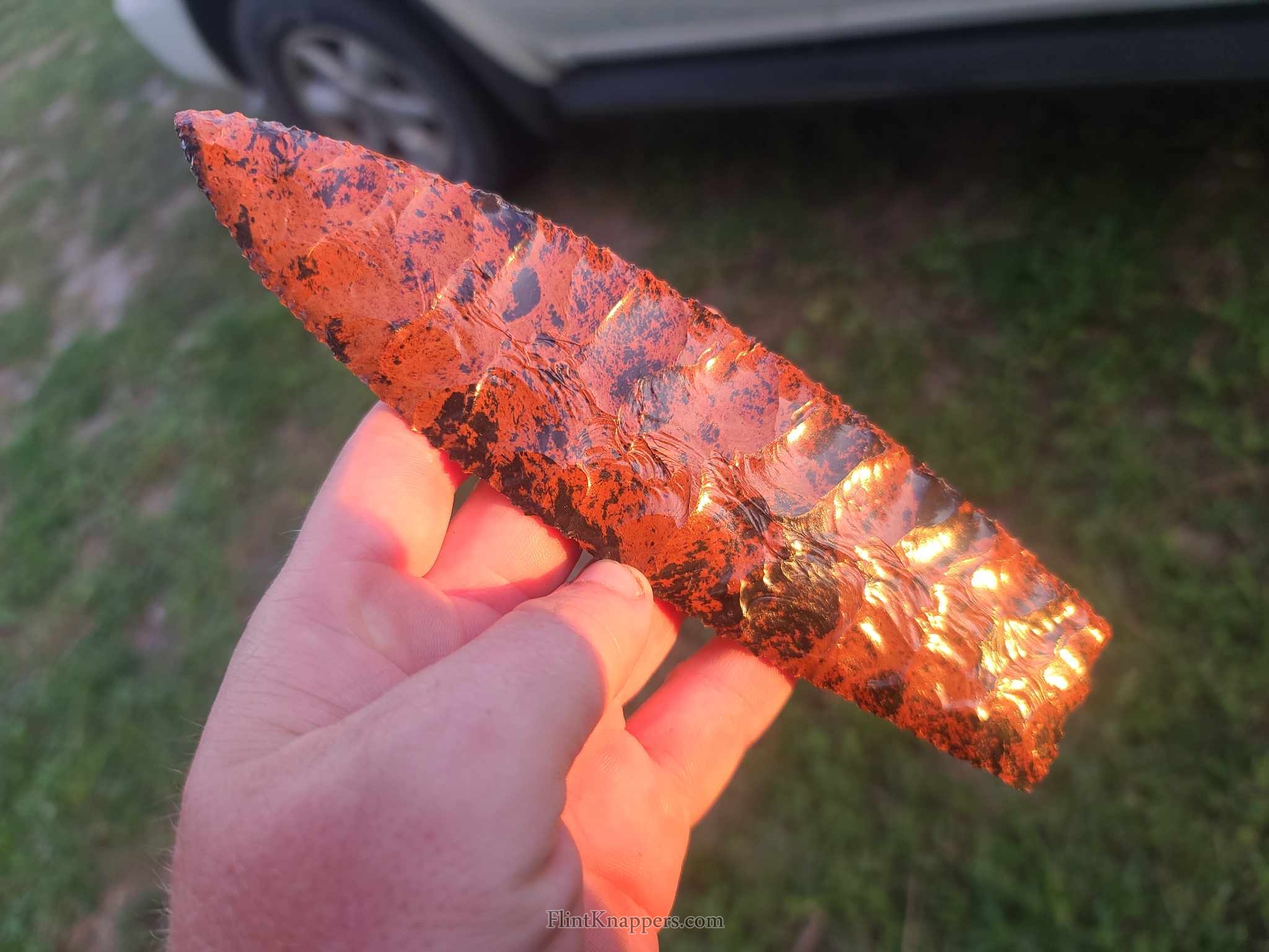 Big Flaming mahogany obsidian blade