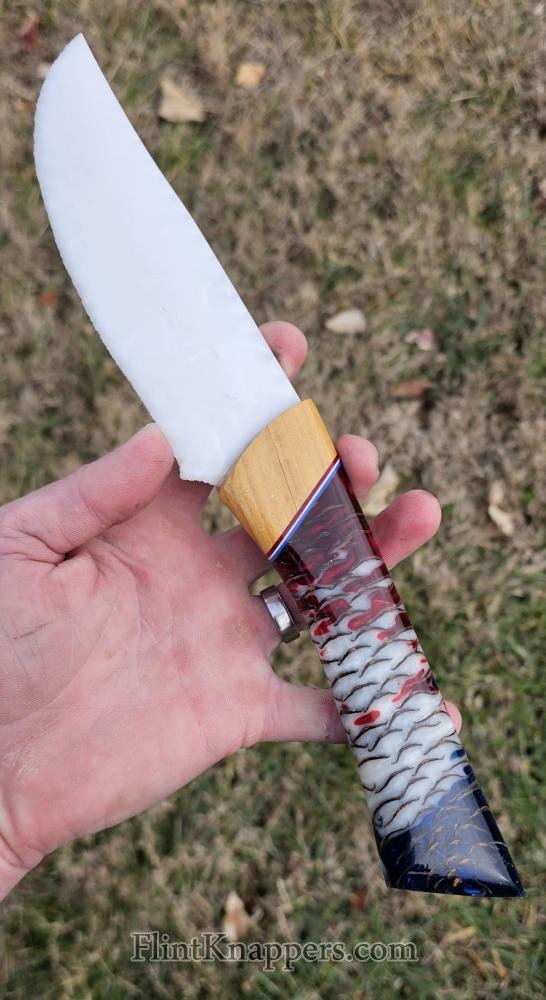 Black obsidian blade with 3d printed honeycomb cast in resin handle
