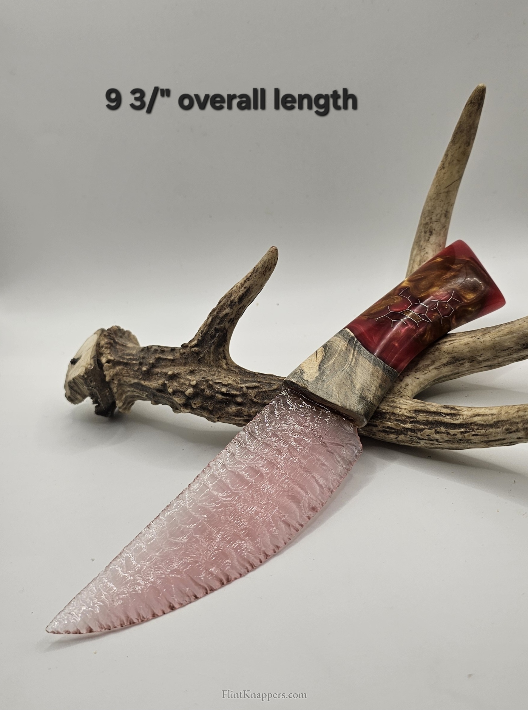 Black obsidian blade with 3d printed honeycomb cast in resin handle